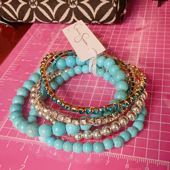 Jessica Simpson | Jewelry | Jessica Simpson 5 Pc Bracelets Set 2 Blue ...